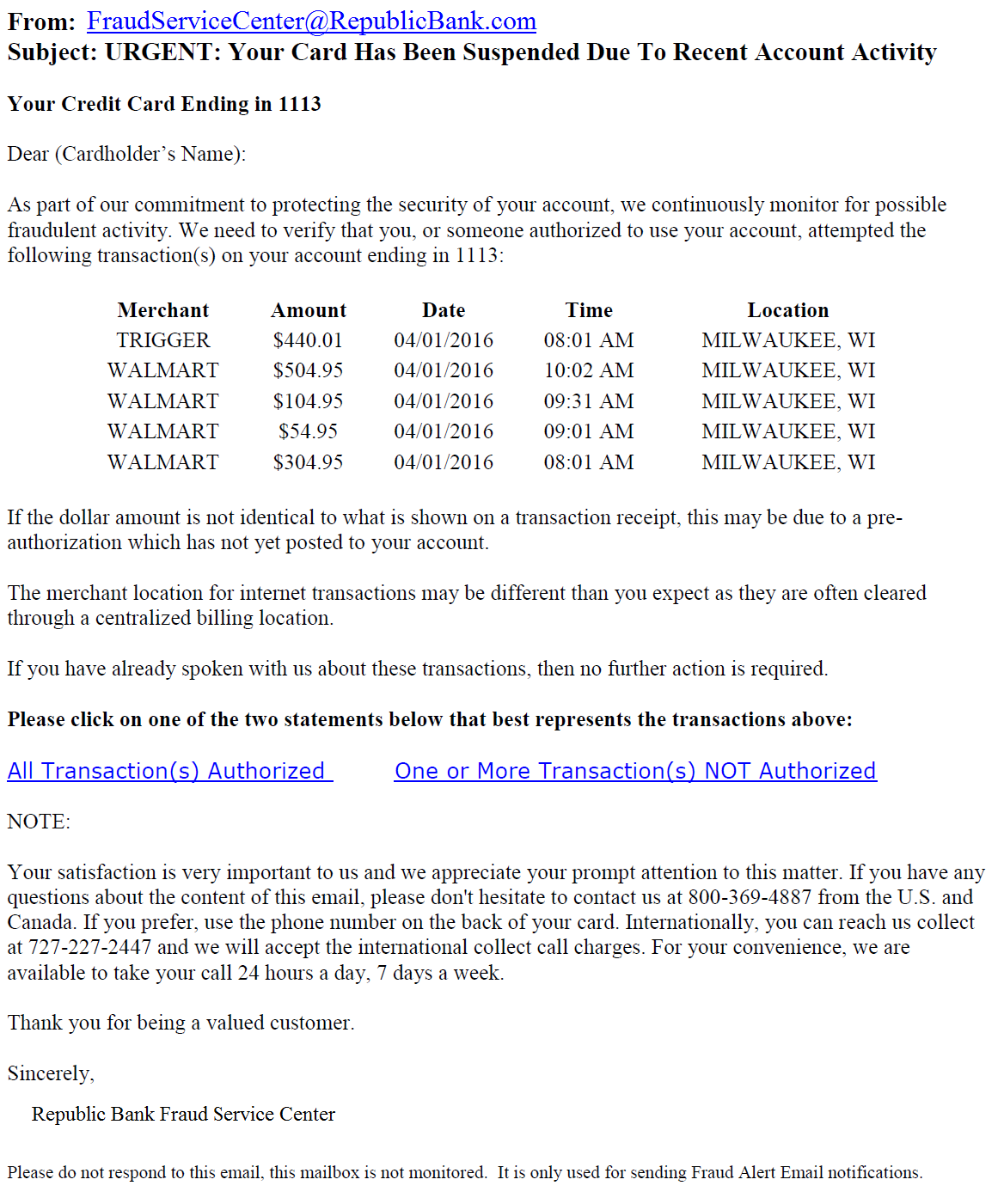 Fraud Alerts - Republic Bank